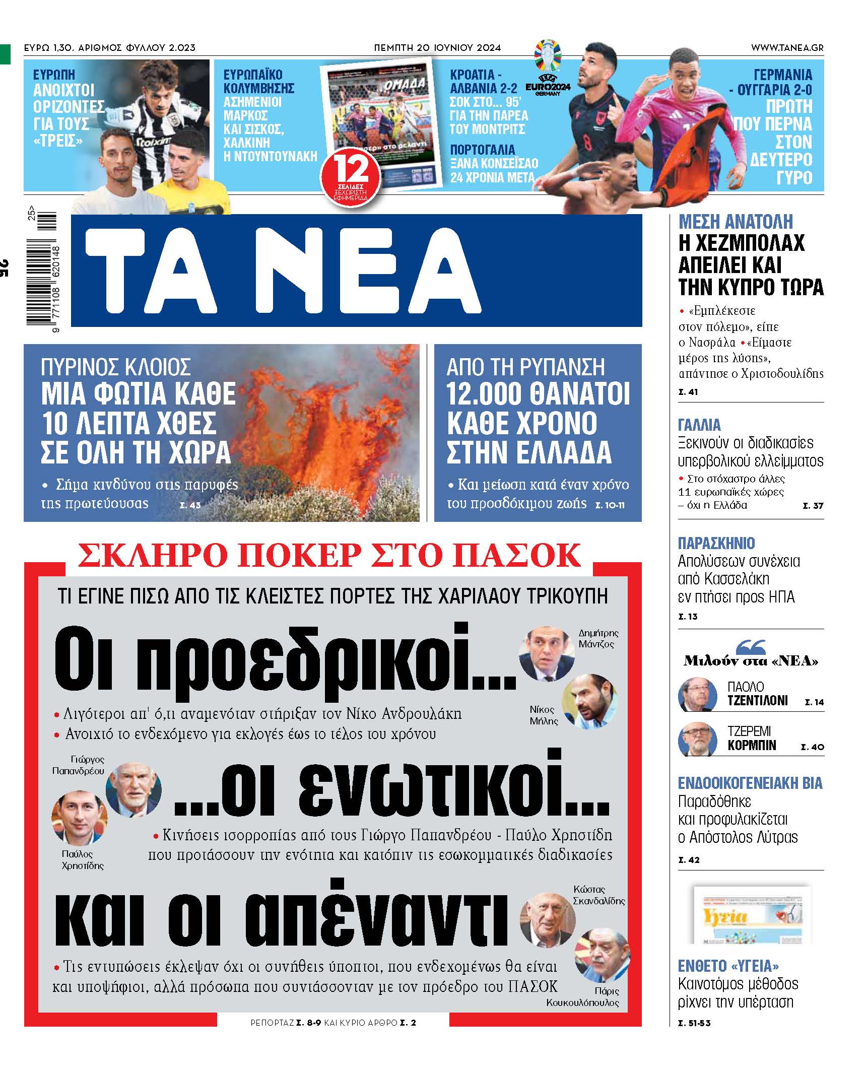 Στα «ΝΕΑ» της Πέμπτης: Οι προεδρικοί… οι ενωτικοί… και οι απέναντι - ΤΑ ΝΕΑ