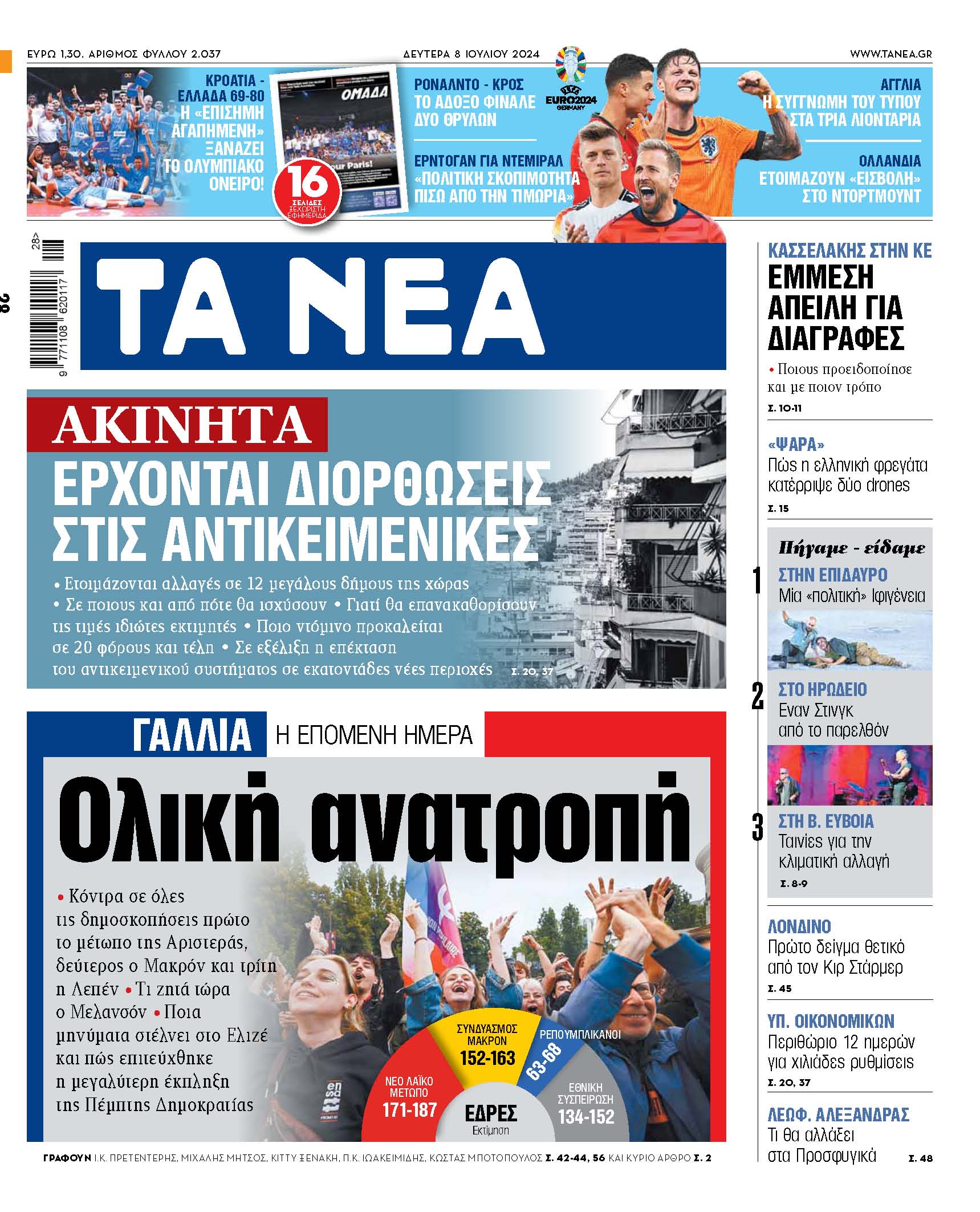 Στα «ΝΕΑ» της Δευτέρας: Ολική ανατροπή - ΤΑ ΝΕΑ