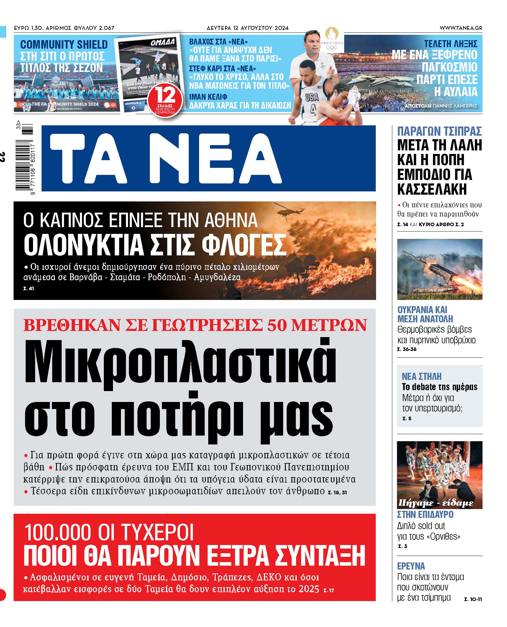 Στα «ΝΕΑ» της Δευτέρας: Mικροπλαστικά στο ποτήρι μας - ΤΑ ΝΕΑ