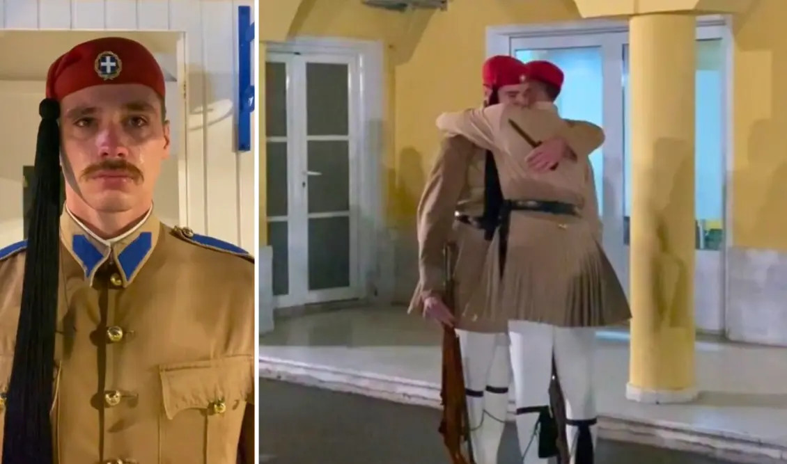 Ο εύζωνας που συγκίνησε όλους τους Έλληνες αποχαιρέτησε την Προεδρική ...