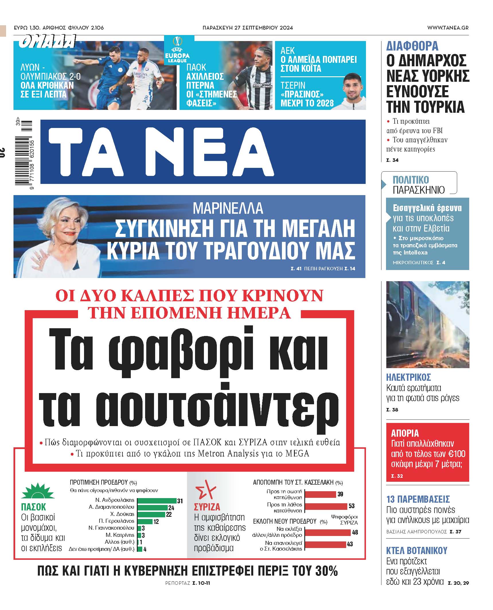 Στα «ΝΕΑ» της Παρασκευής: Τα φαβορί και τα αουτσάιντερ - ΤΑ ΝΕΑ