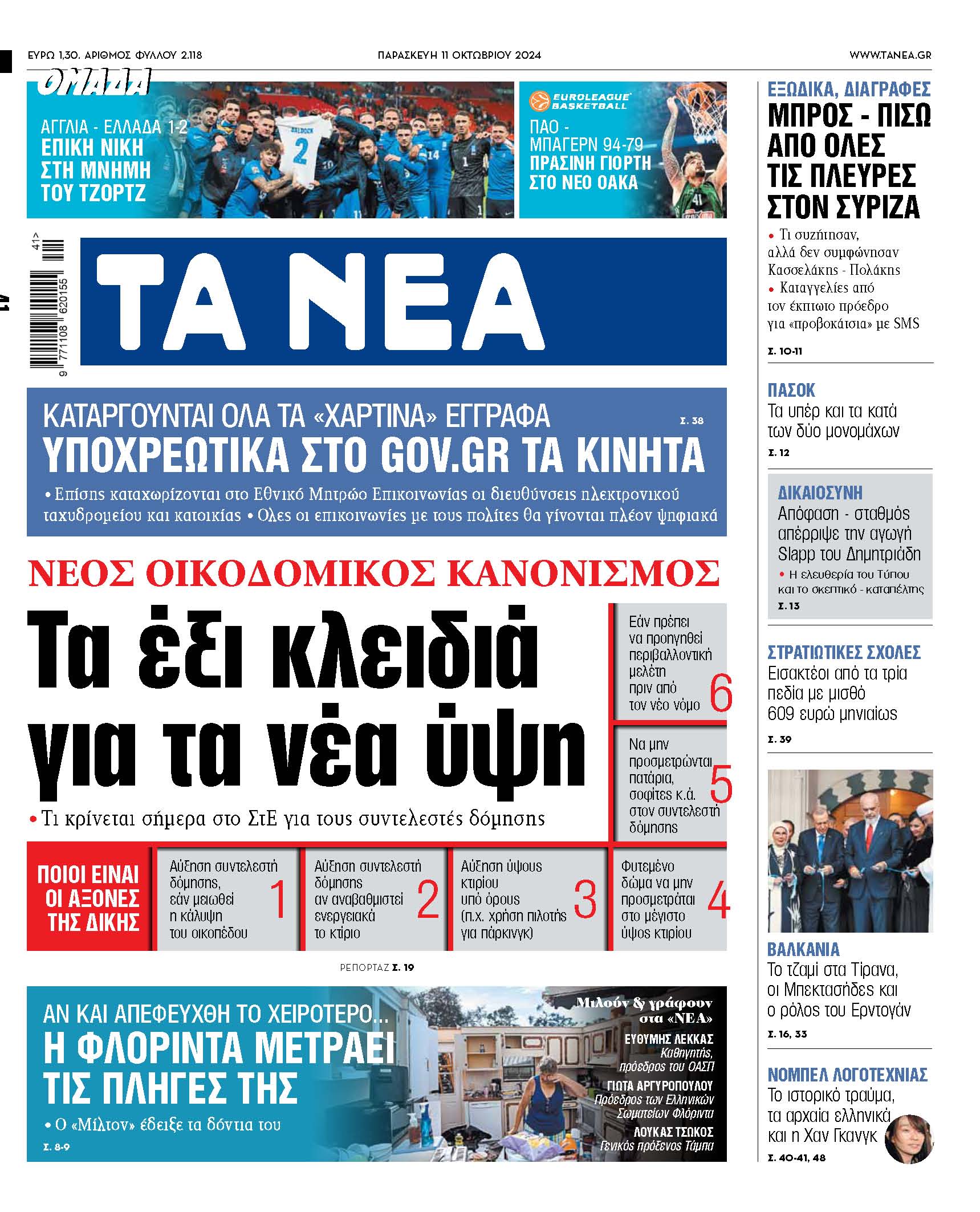 Στα «ΝΕΑ» της Παρασκευής: Τα έξι κλειδιά για τα νέα ύψη - ΤΑ ΝΕΑ