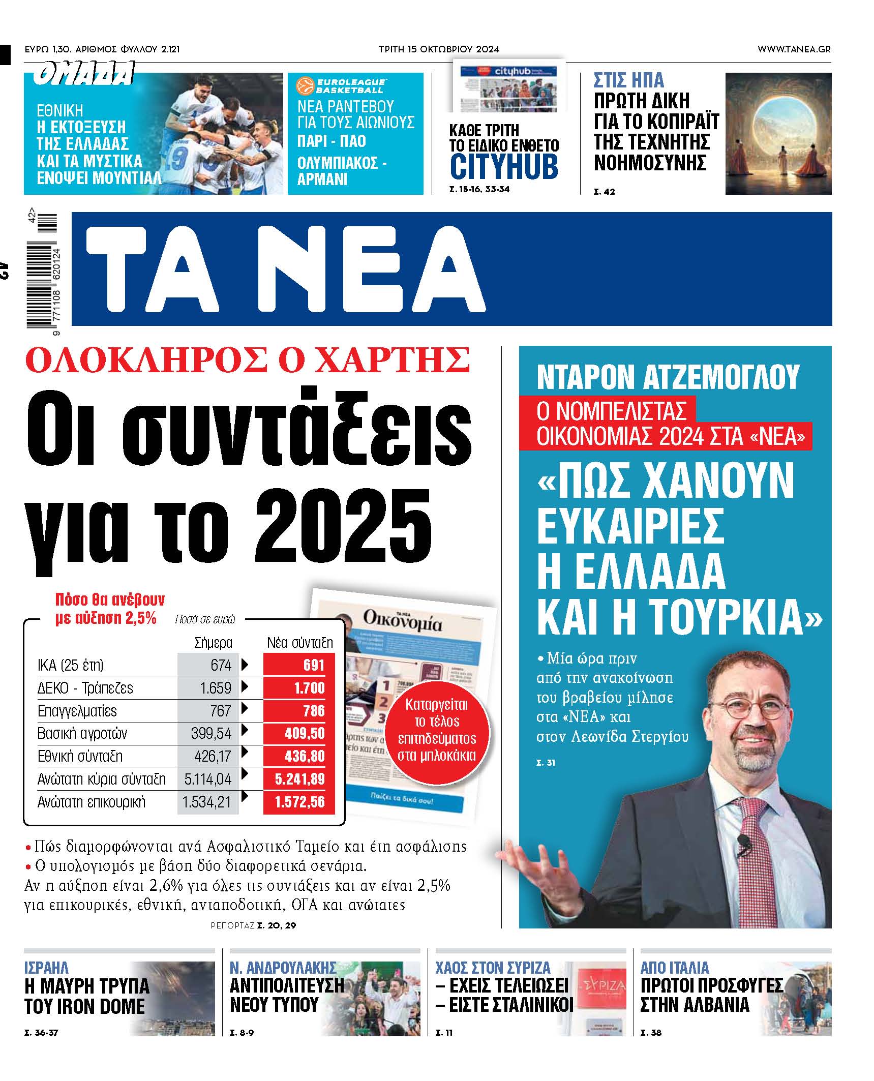 Στα «ΝΕΑ» της Τρίτης: Οι συντάξεις για το 2025 - ΤΑ ΝΕΑ