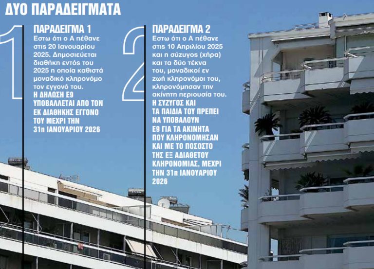 Κληρονομιά ακινήτων: Ποιος και πότε υποβάλλει το Ε9 - Ποιες οι κρίσιμες ...